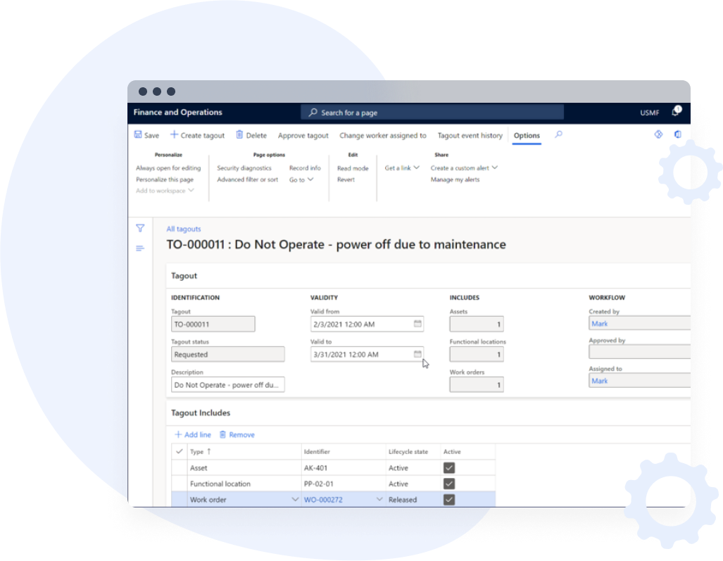 Safe work for Microsoft Asset Management (Permit to work, Tagout)